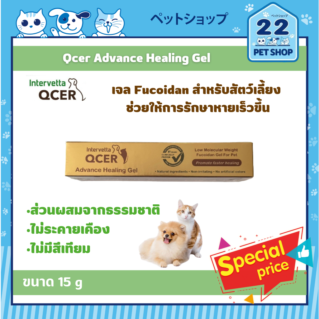 Qcer Advance Healing Gel สำหรับสัตว์เลี้ยง รักษาแผล ช่วยให้แผลหายเร็วขึ้น ขนาด 15 g Exp23/6/2025 ...