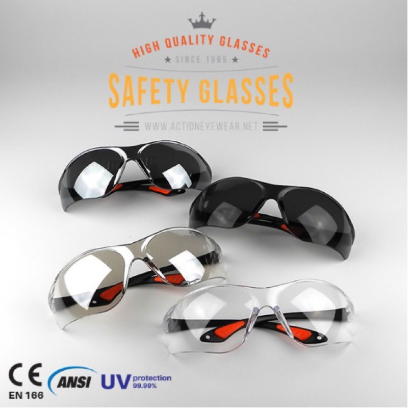 แว่นตานิรภัย แบรนด์ Action Eyewear รุ่น : 717 AF (กันฝ้า 100%) มีของแถม ...