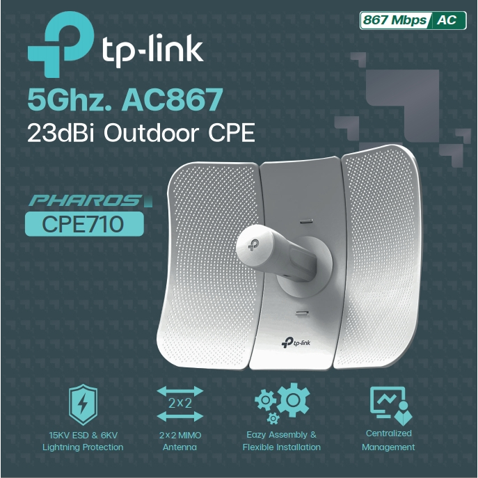 TP-LINK CPE710 5GHz AC 867Mbps 23dBi Outdoor CPE | Shopee Thailand