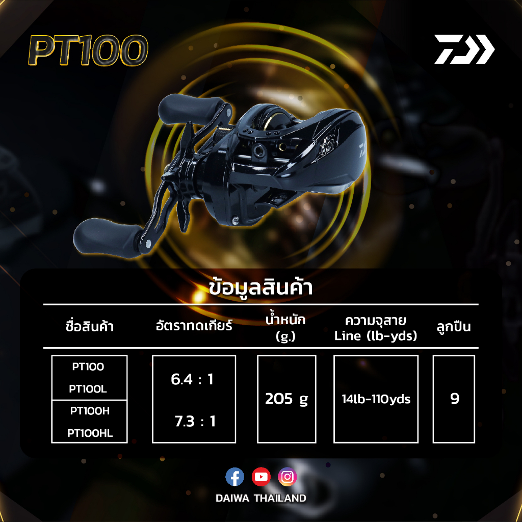 [โค้ด JBW4B ลด 130.-] รอกหยดน้ำ Daiwa PT100 รุ่นใหม่ 2022 ของแท้ 100% มีประกัน | Shopee Thailand