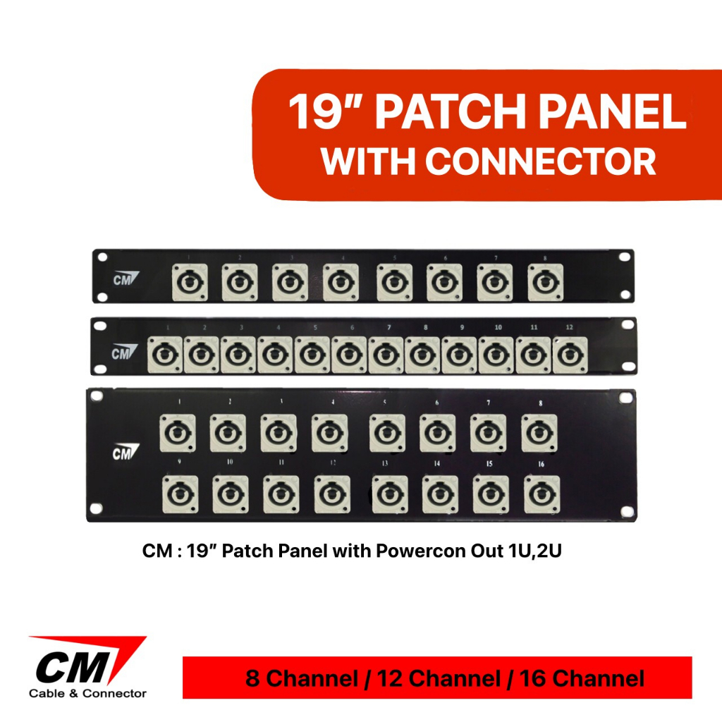 CM:19" Patch Panel with Powercon Out 1U,2U (8/12/16 Channel) | Shopee ...