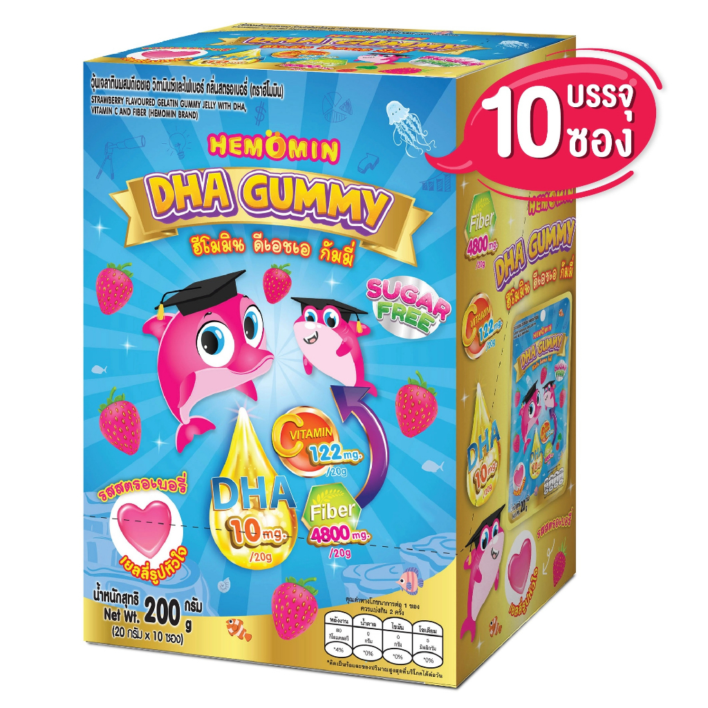 Hemomin DHA Gummy (20g) กัมมี่ ผสมดีเอชเอ วิตามินซีและไฟเบอร์ | Shopee ...
