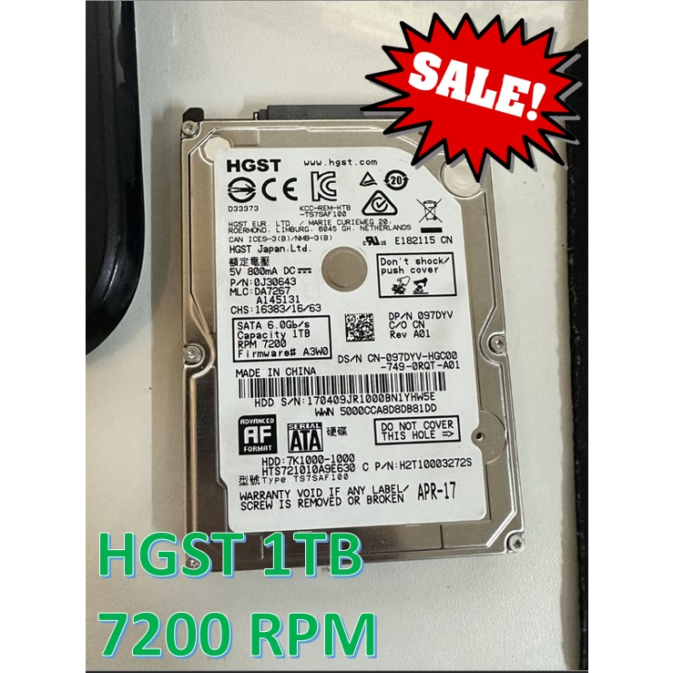 HGST HDD Harddisk Notebook 1TB 7200RPM 2.5นิ้ว มือสอง | Shopee Thailand