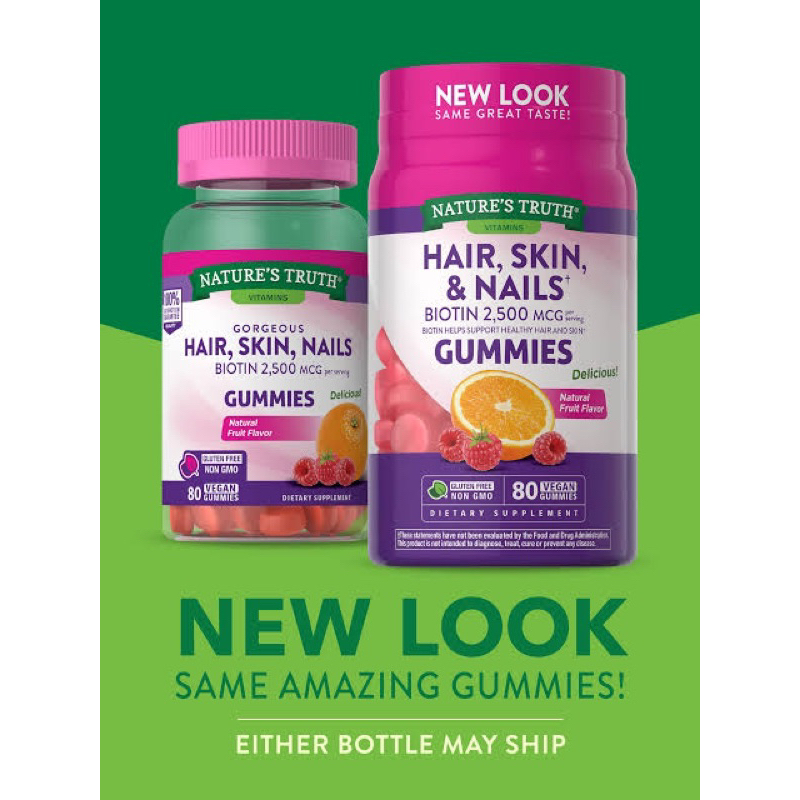 Nature's Truth Gorgeous Hair,Skin,Nails Biotin 2500mcg 80 Gummies ...