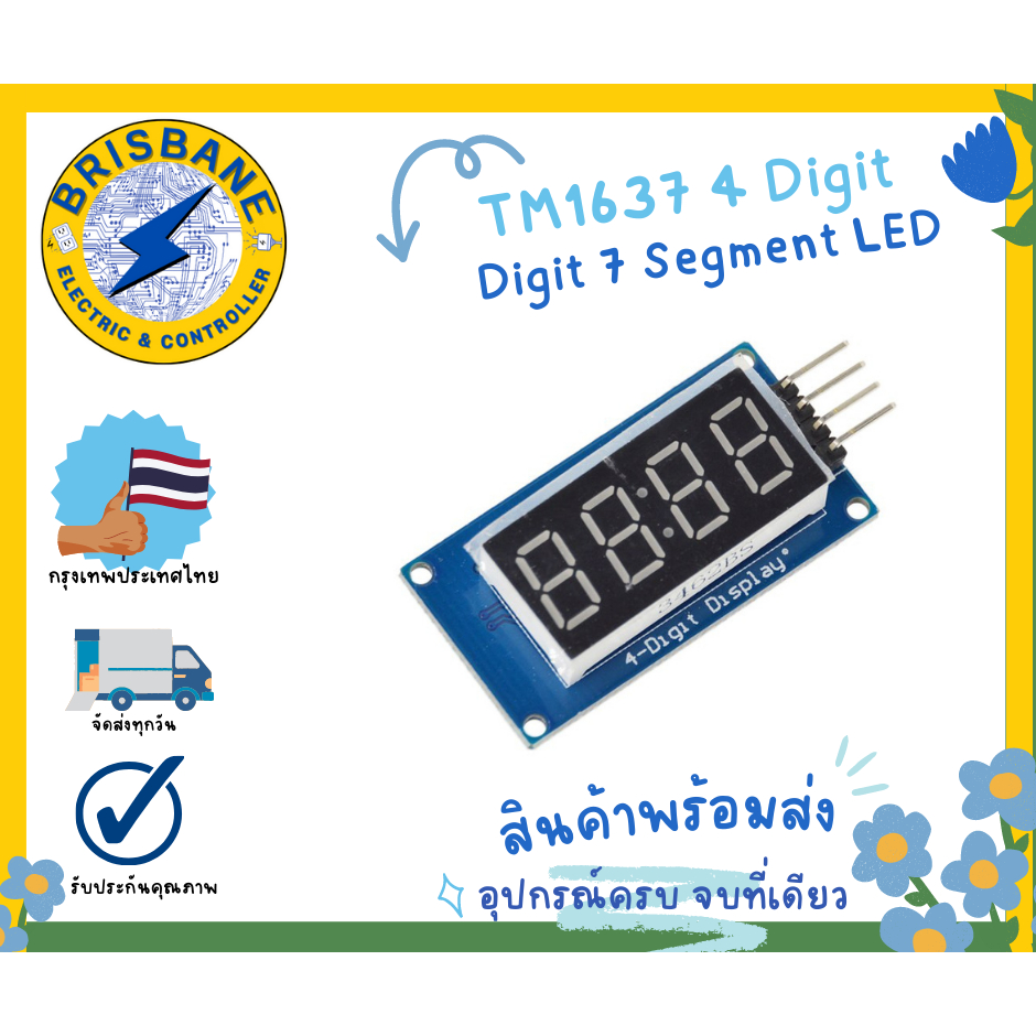 TM1637 4 Digit 7 Segment LED Module Clock 0.36 โมดูล 7 Segment 4 หลัก ...