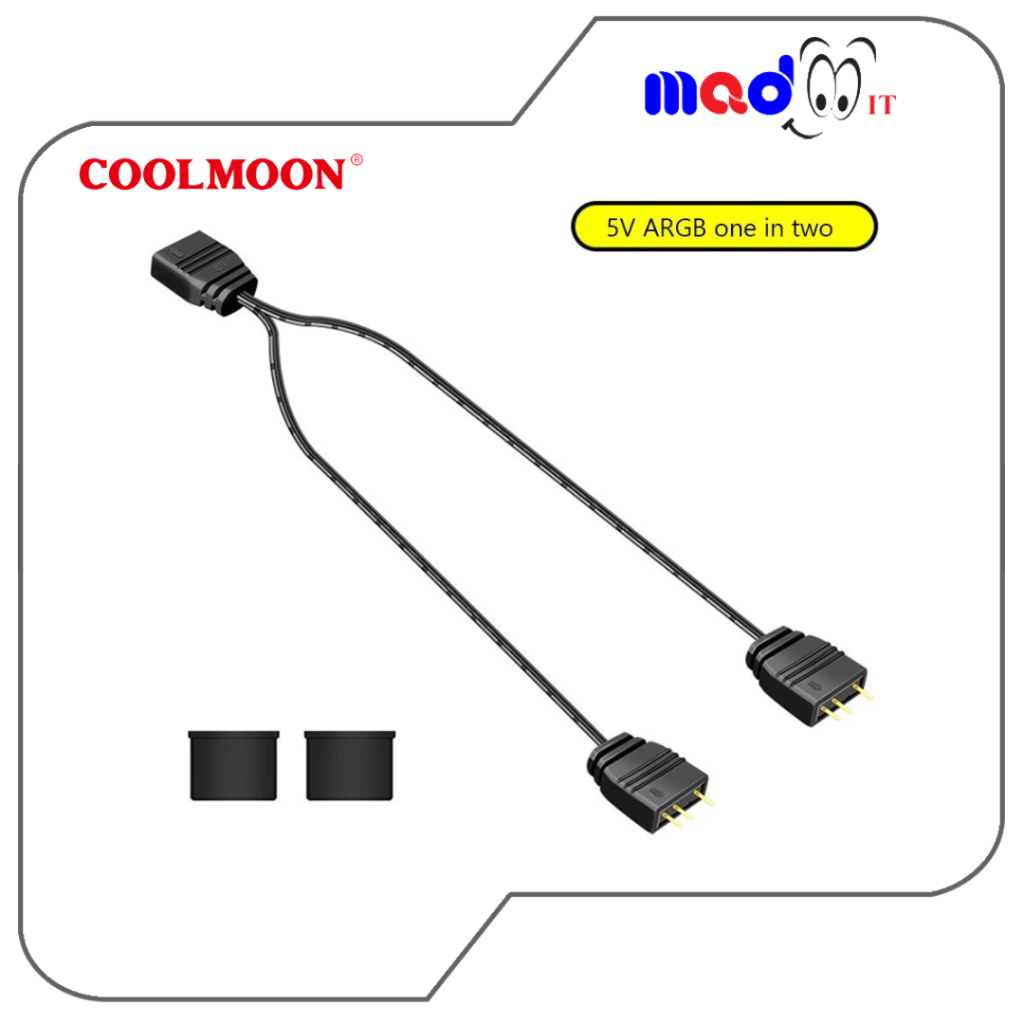 COOLMOON สายไฟ ARGB 5V 3PIN พ่วง, แปลง,ขยาย RGB 1-2/1-4 HUB RGB สีดำและ ...