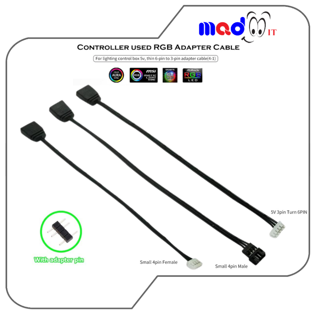 RGB SYNC Cable สายแปลง 5V 3 Pin เป็น 6pin 4Pin 5V ARGB 3P เป็น 4P 6P ...