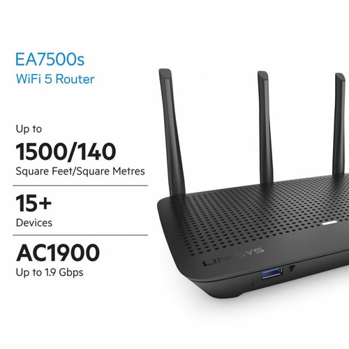 LINKSYS EA7500S MAX-STREAM AC1900 DUAL-BAND EASY MESH WIFI 5 MU-MIMO ...