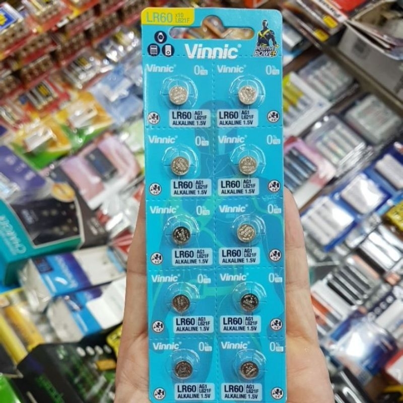 ถ่านนาฬิกา Vinnic L621F, LR60, AG1 1.5V Alkaline Battery 10ก้อน ของใหม่ ...