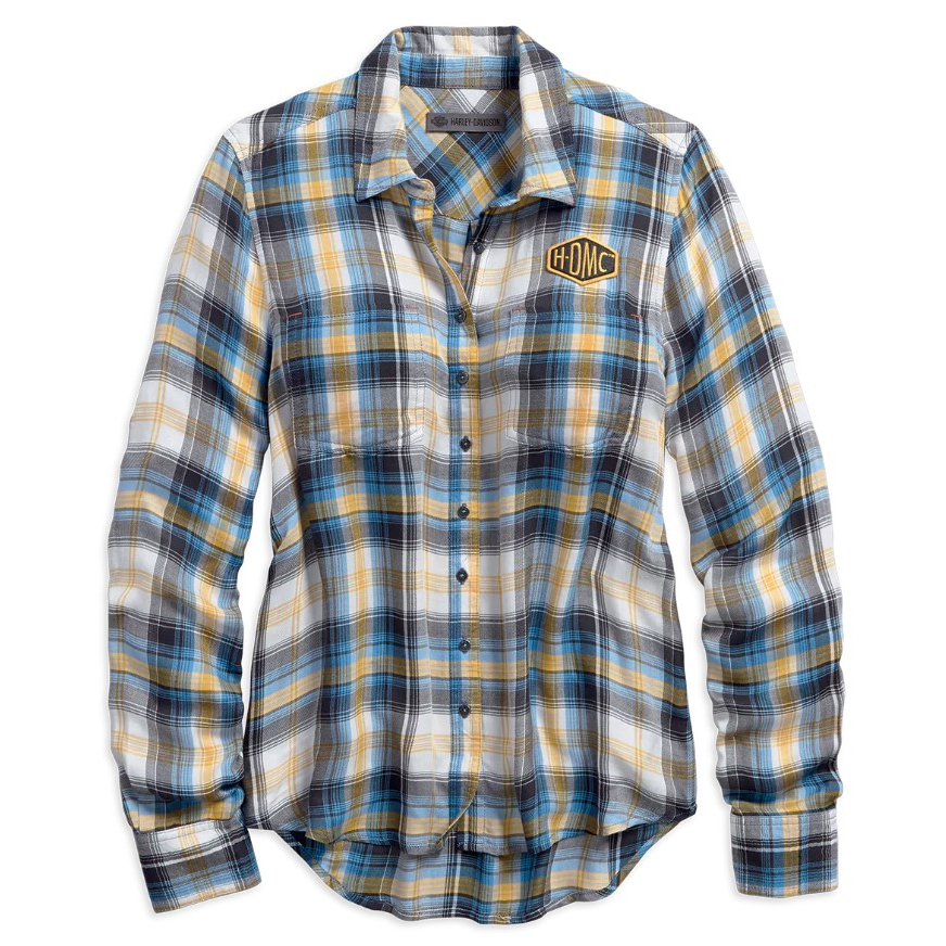 เสื้อเชิ้ตลายสก๊อตผู้หญิงลิขสิทธิ์แท้จาก Harley Davidson 96248-18VW ...