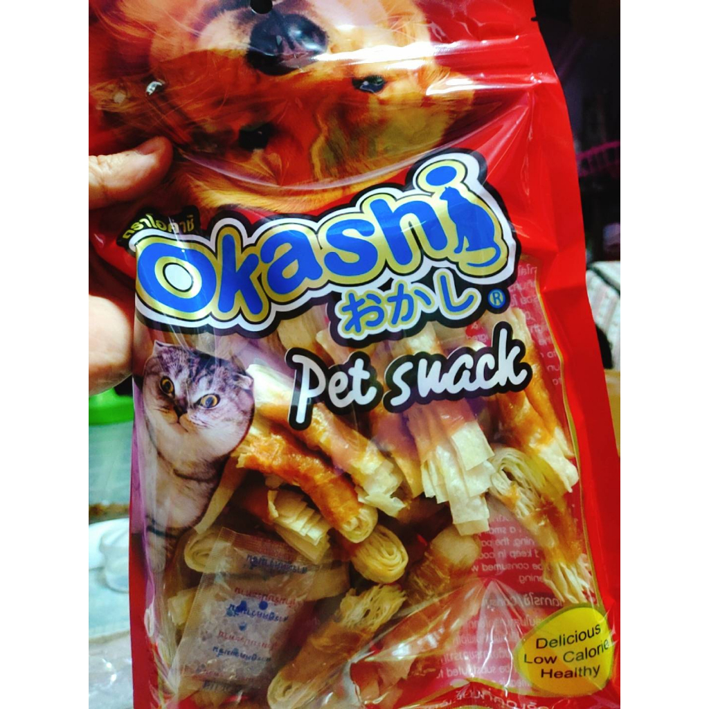 OKASHI SNACK DOG AND CAT ขนมสุนัข และขนมแมว (ไก่พันปลาพับ 42 ชิ้น ...