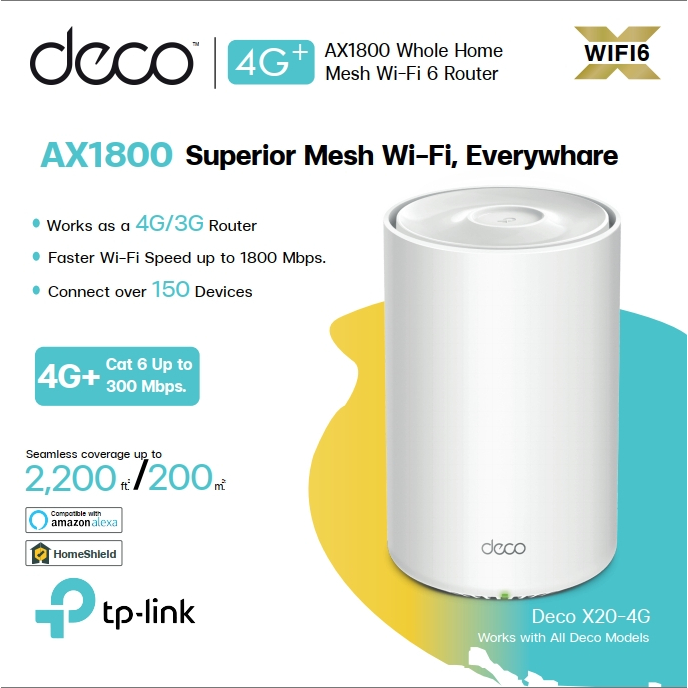 TP-LINK Deco X20-4G 4G+ AX1800 Whole Home Mesh WiFi 6 Gateway | Shopee ...