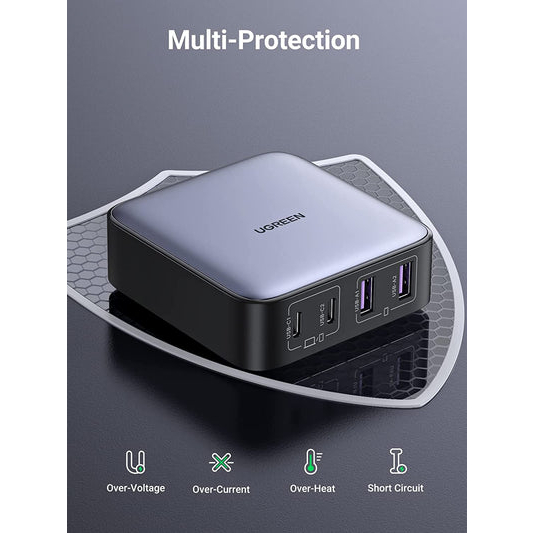 UGREEN รุ่น 90735 Charger 65W USB C Charging Station Nexode 4 Ports USB C Charger, GaN Desktop ...
