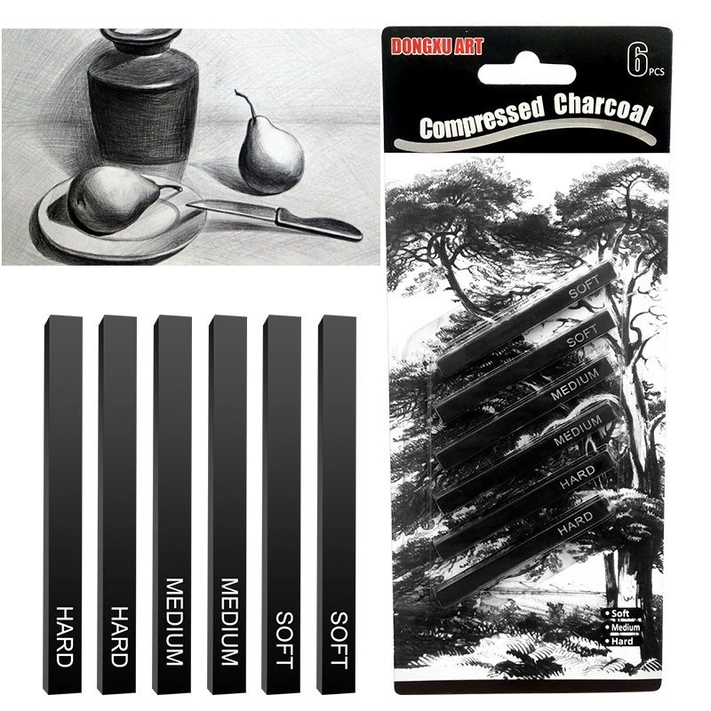 แท่งถ่านชาร์โคลทรงสี่เหลี่ยม และทรงกลมสำหรับวาดภาพ Woodless Charcoal ...