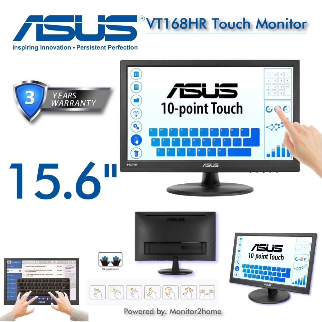 ASUS VT168HR Touch Monitor - 15.6" (1366x768), จอสัมผัสแบบ 10-point ...