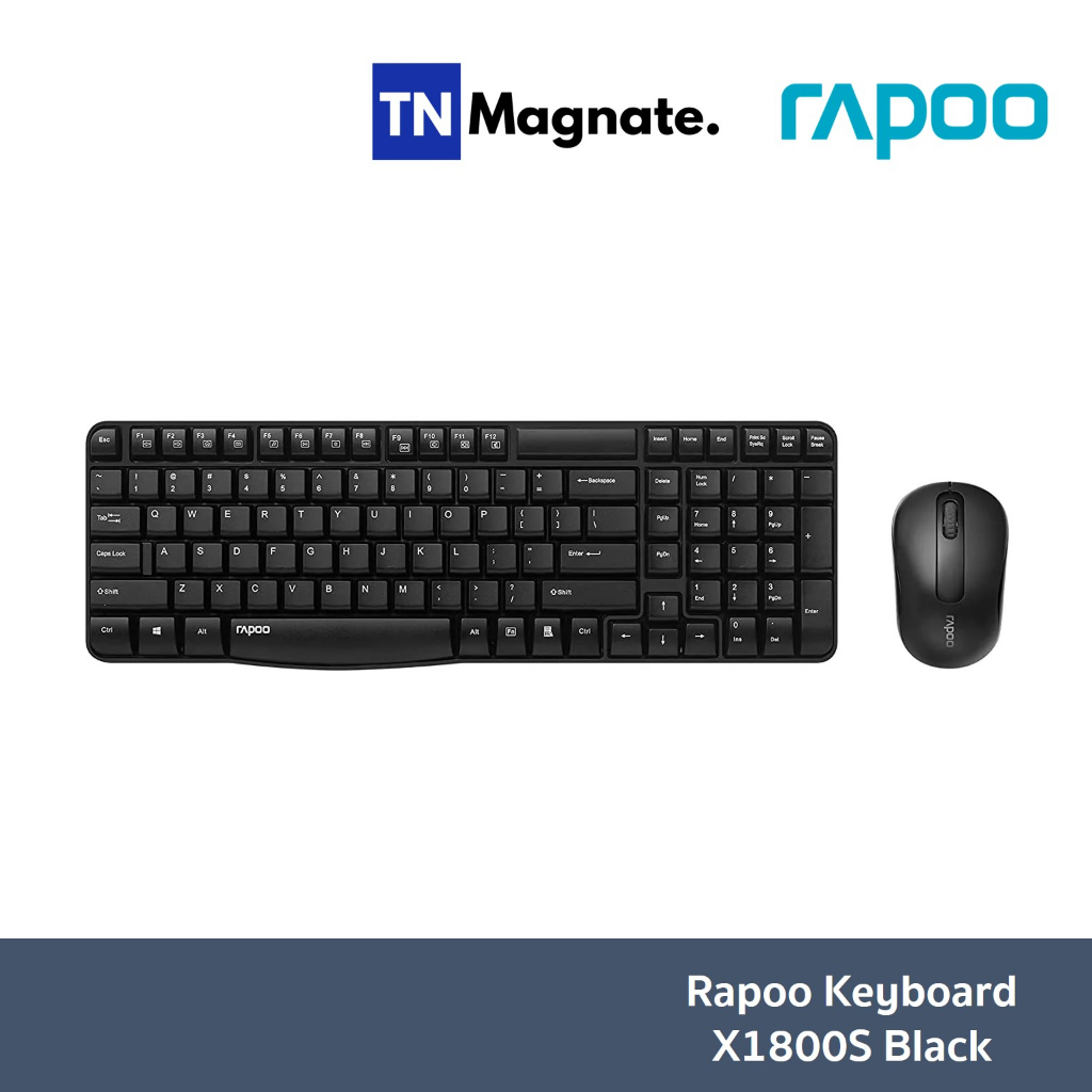 [คีย์บอร์ดกับเม้าส์ไร้สาย] Rapoo Keyboard&Mouse Wireless X1800S Black ...