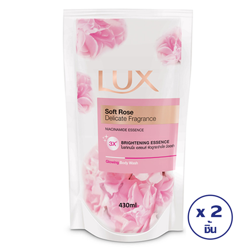 LUX SOFT ROES ลักส์ ครีมอาบน้ำ กลิ่นซอฟท์ โรส ชนิดเติม สีชมพู ขนาด 430 ...