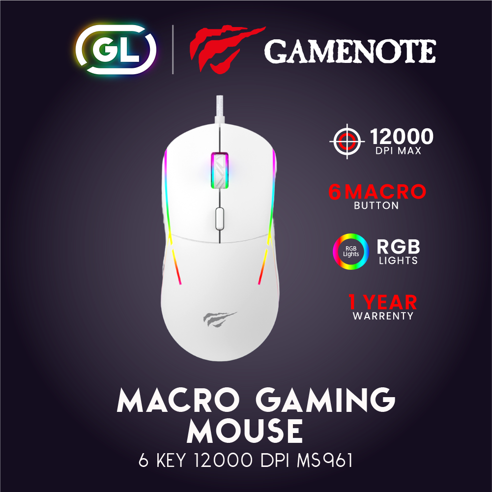 Gamenote Macro Gaming mouse RGB เมาส์เกมมิ่ง เม้าส์เกมมิ่ง เม้ามาโคร 6 ...