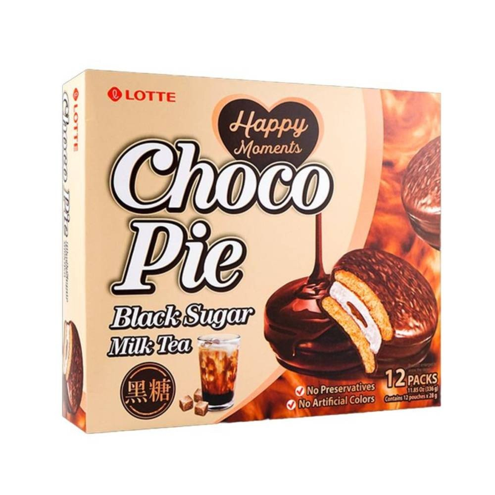 LOTTE Choco Pie Black Sugar ช็อกโกพาย แบล็คชูการ์มิลค์ที ขนมเกาหลี 336g ...