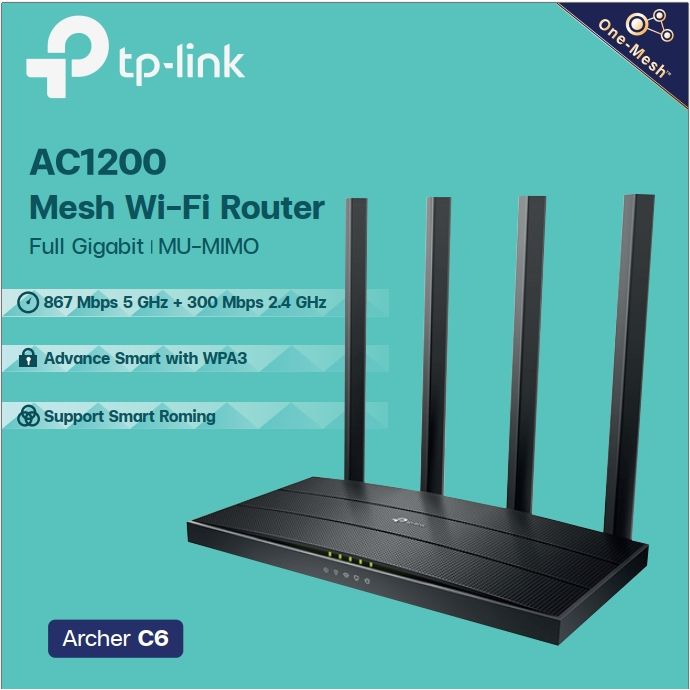TP-LINK Archer C6 V4 AC1200 Wireless MU-MIMO Gigabit Router | Shopee ...