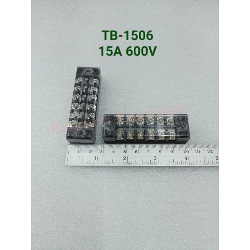(แพ็ค1ตัว) เทอร์มินอล TB-1506 15A600V TERMINAL 6ช่องใช้สำหรับต่อสายไฟ ...