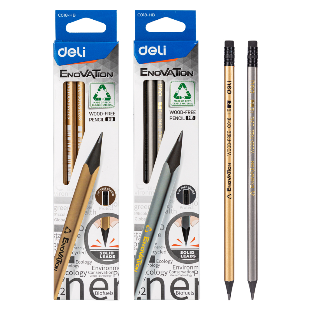 Deli Enovation Wood-free Pencil ดินสอสามเหลี่ยม HB ดินสอ 12 แท่ง ...