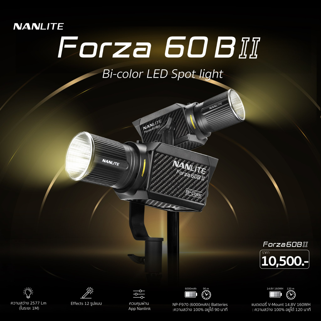 Nanlite - Forza 60 II / Forza 60B II LED Spot light ประกันศูนย์ไทย 1 ปี ...