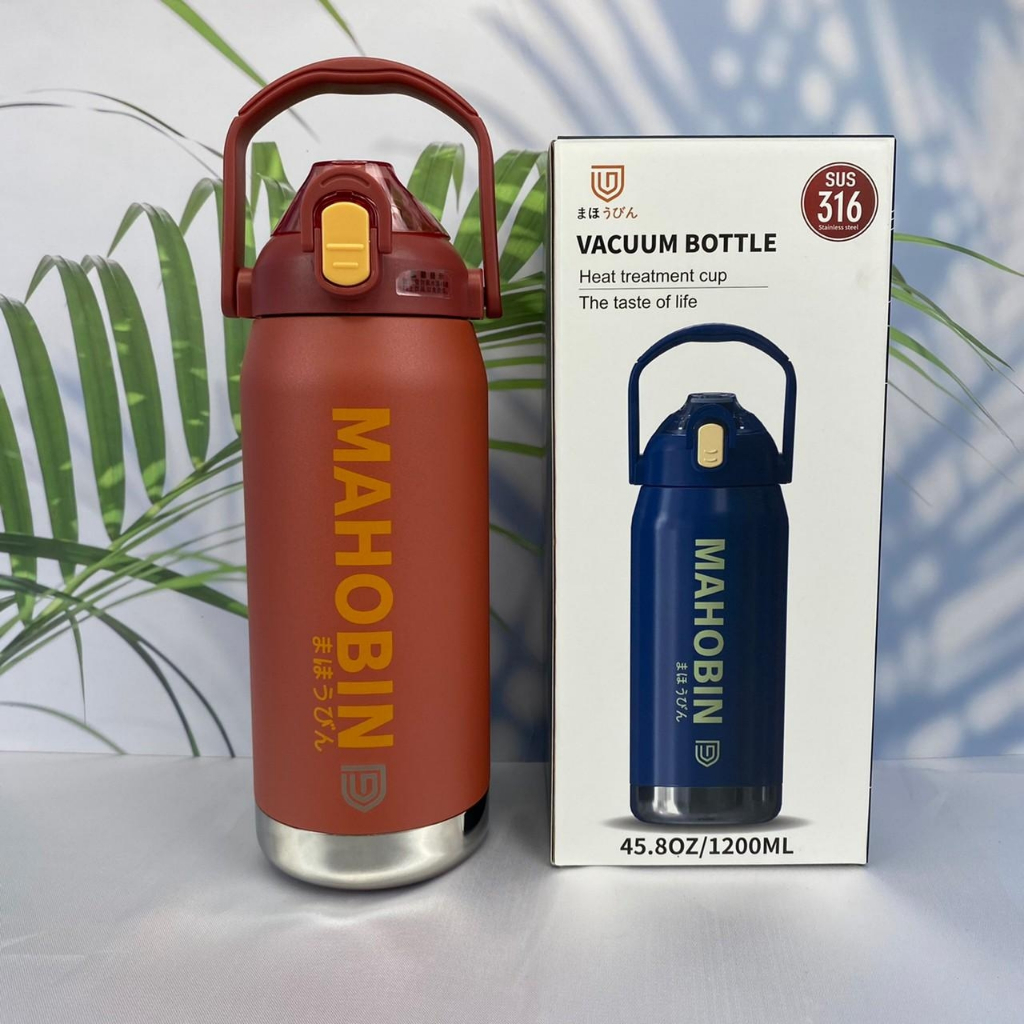 Mahobin แก้วเก็บความเย็น-ความร้อน ฝา 2 ฟังชั่น มีหูหิ้ว สแตนเลส SUS 316 ขนาด 1000 ML./1200 ml ...