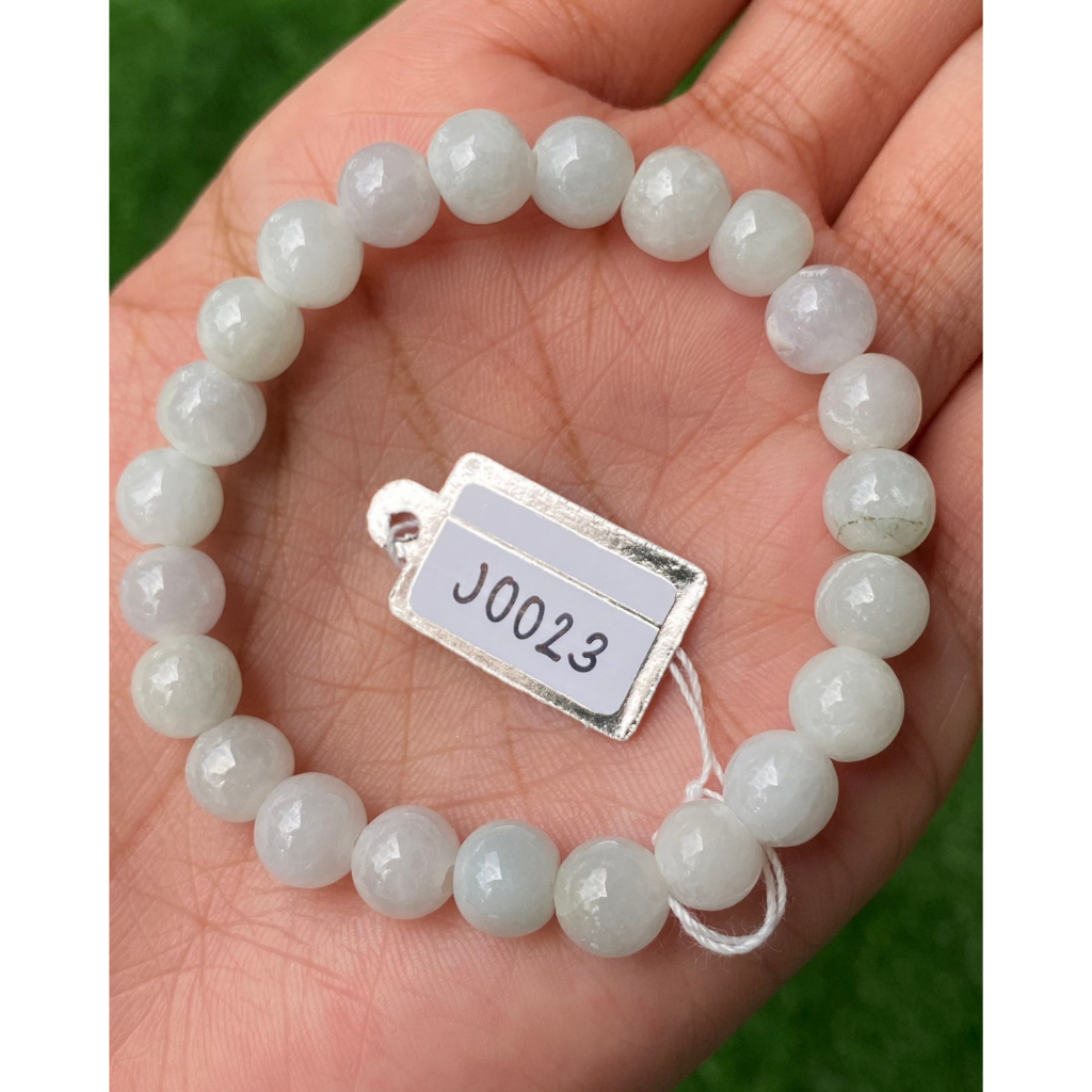J0023 หยก พม่า แท้ Jade กำไล ประคำหยก (Jadeite Beads Bracelet) พม่า ...