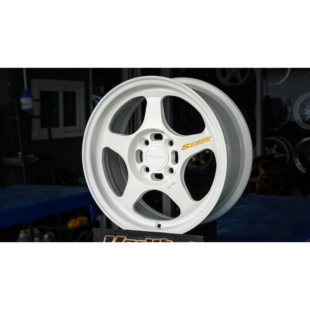 Spoon Rota 15x6.5 et40 4รู100 สีขาวพร้อมฝากลาง ราคา 1 วง | Shopee Thailand