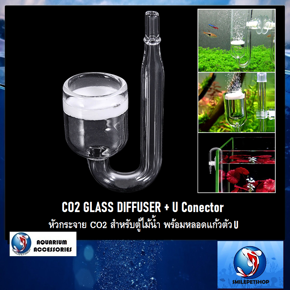 CO2 GLASS DIFFUSER + U Conector (หัวกระจาย CO2 สำหรับตู้ไม้น้ำ พร้อมหลอดแก้วตัว U) | Shopee Thailand