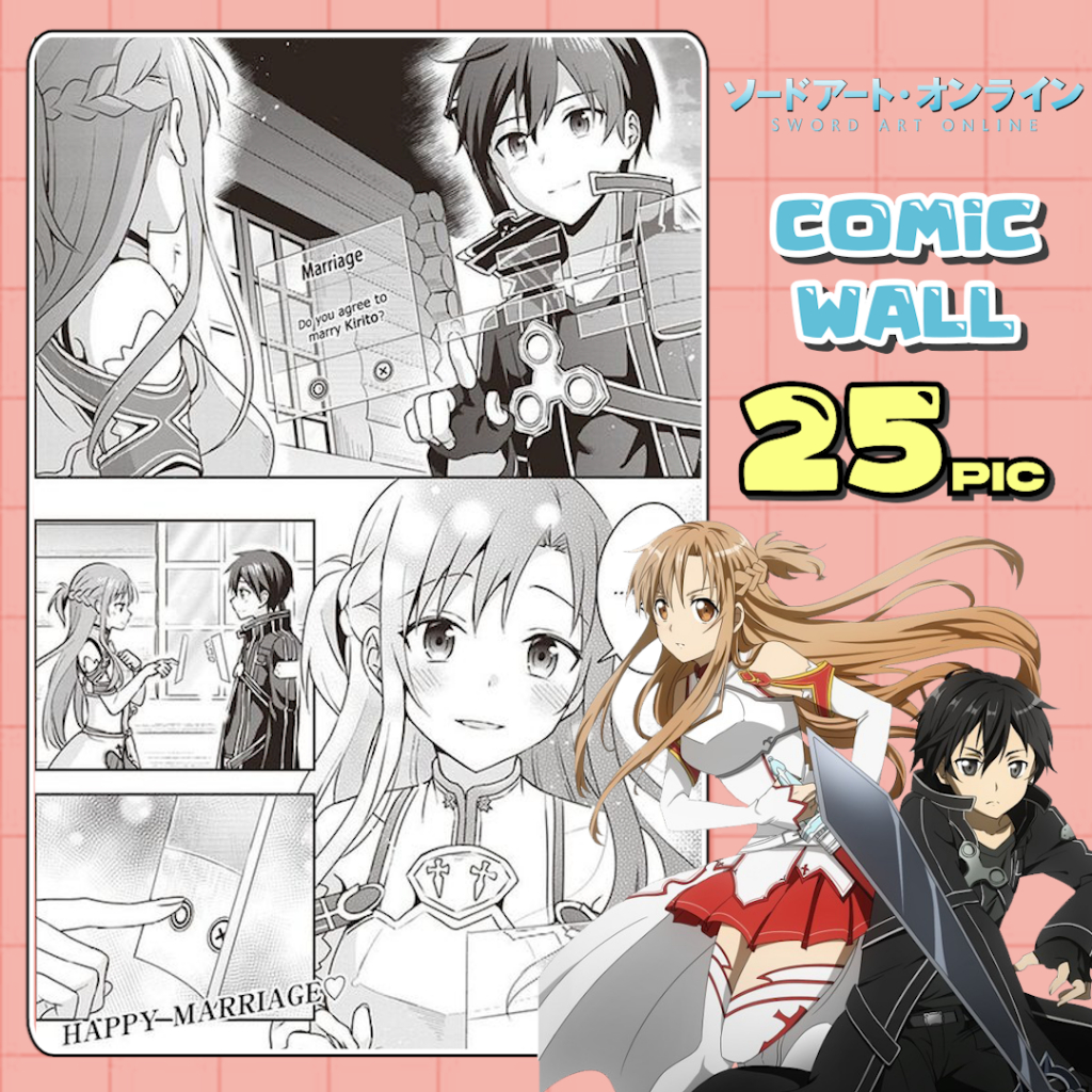 Comic wall SAO (Sword Art Online) กระดาษ A4,A5 ปริ้นภาพขาวดำ (2 ชุดแถม ...