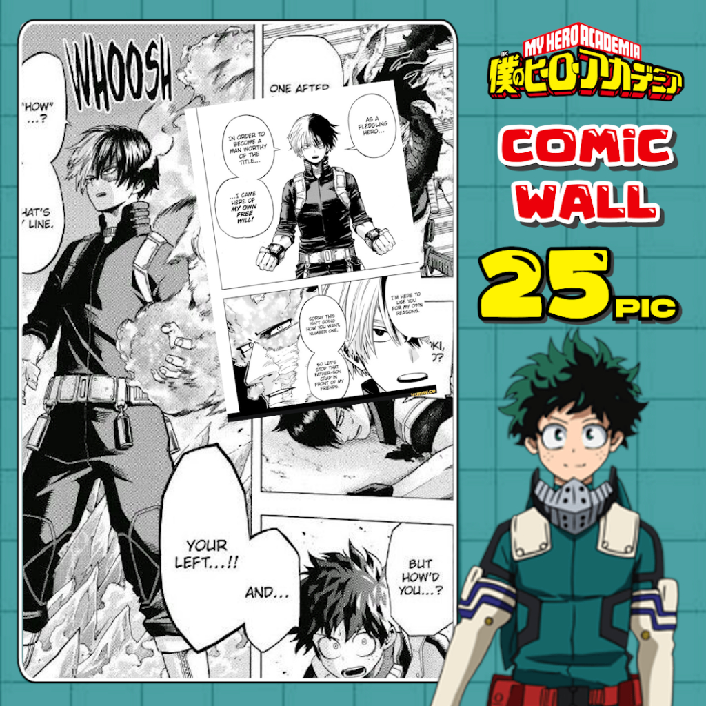 Comic wall My Hero Academia กระดาษ A5 ปริ้นภาพขาวดำ (2 ชุดแถมกาว ...