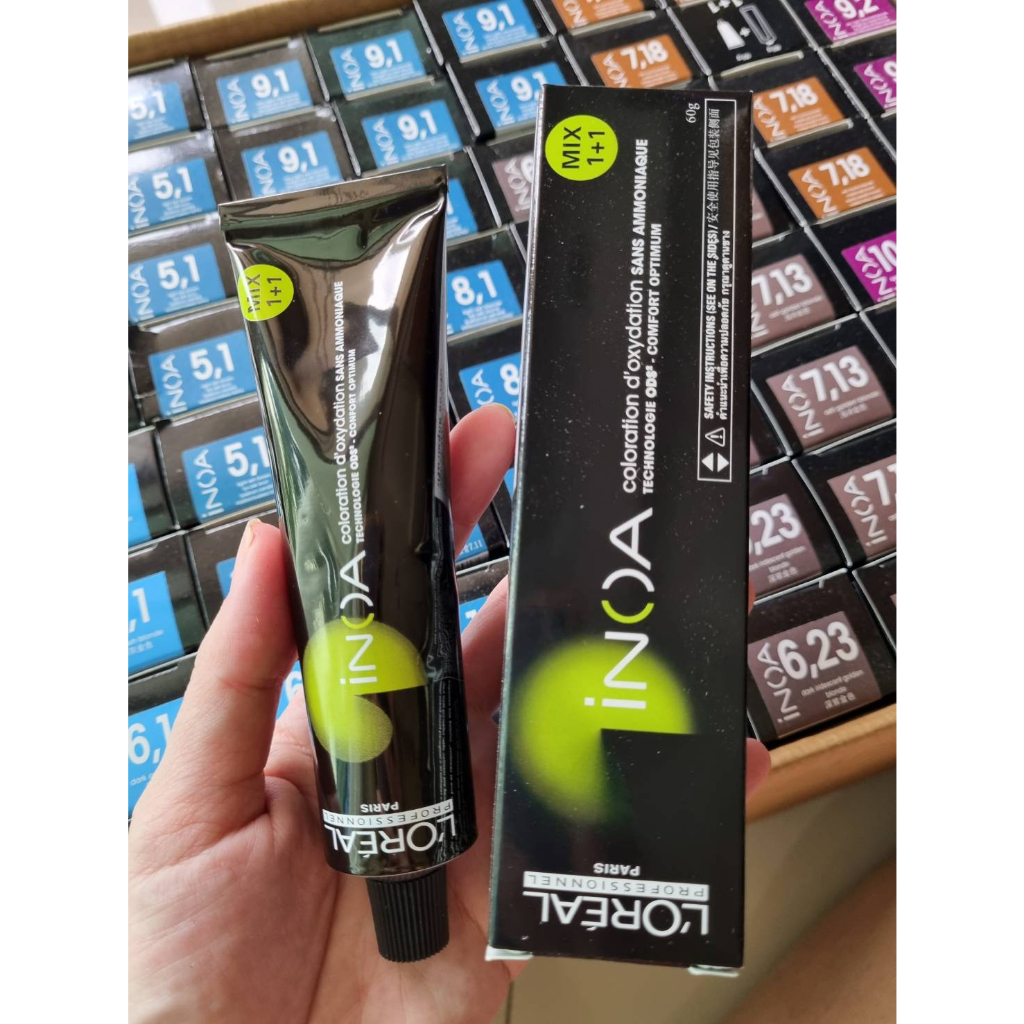 Loreal INOA hair color cream NON AMMONIA with ODS technology 60ml สีย้อมผมชนิดปราศจากแอมโมเนีย ...