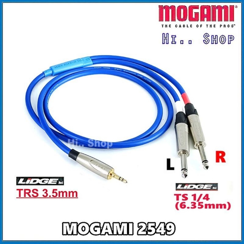 MOGAMI 2549 สายสัญญาณ Y AUX มือถือไปเครื่องเสียง TRS3.5mm TO TS [ปลั๊ก ...