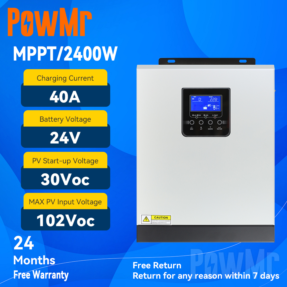 PowMr 3KVA 2400W Solar hybrid inverter Max 30-102Voc PV input อินเวอร์เตอร์คลื่นไซน์บริสุทธิ์นอก ...