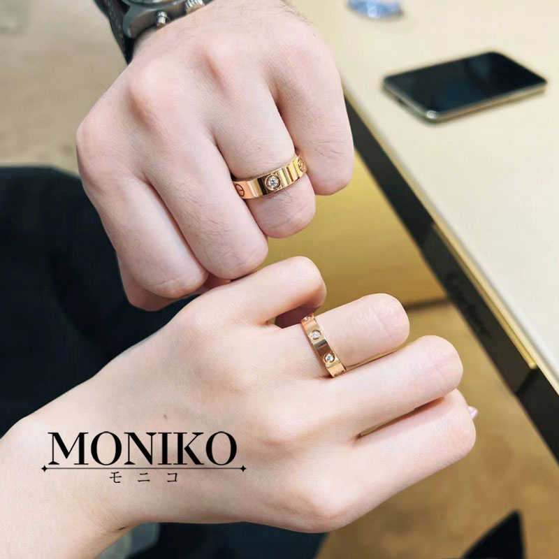 MONIKO แหวนสเตนเลส ประดับเพชร 6 เม็ด | Shopee Thailand