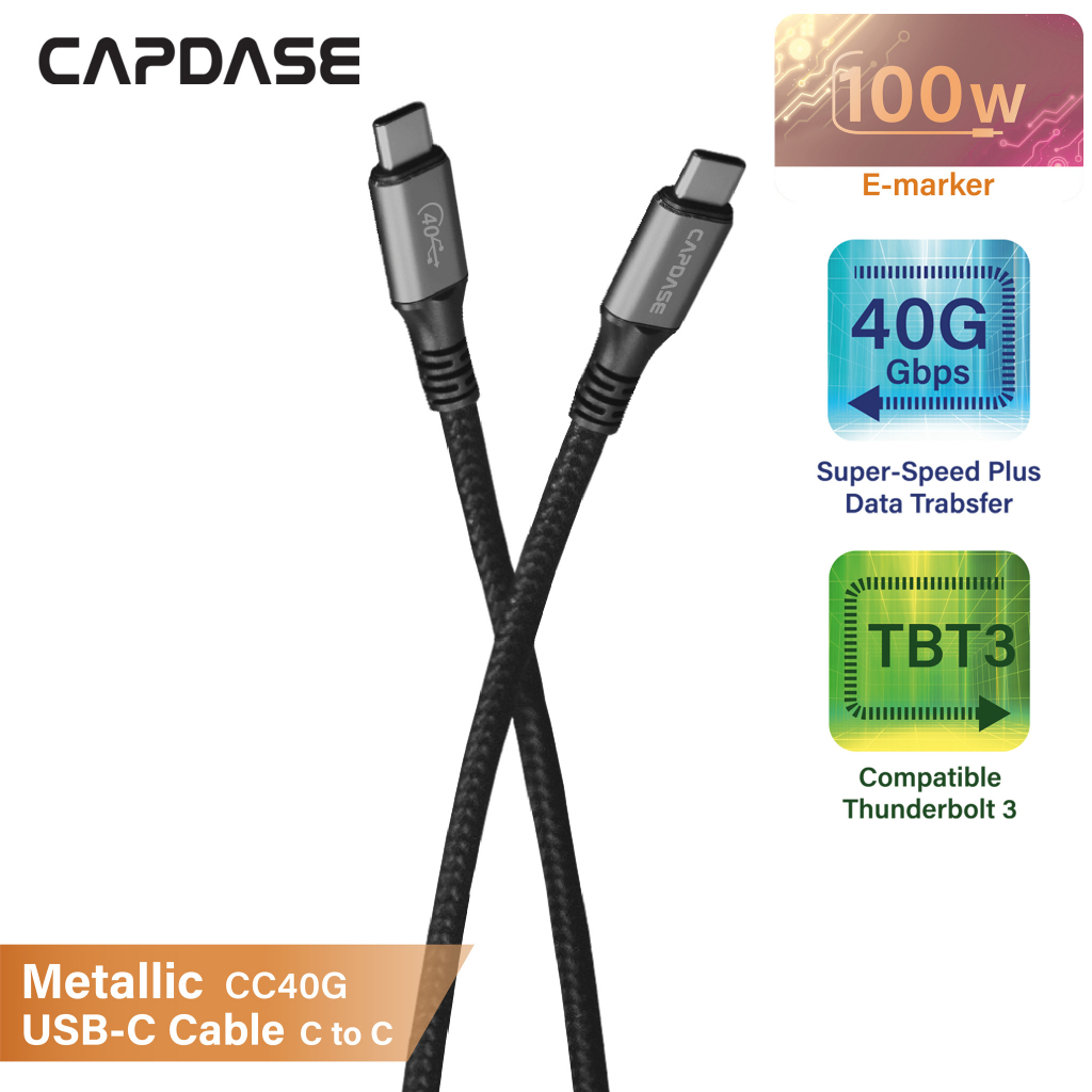 Capdase Metallic Cc40G Usb-C เป็น Usb-C 8K 40G 100W Usb 4.0 ซิงค์และสาย ...