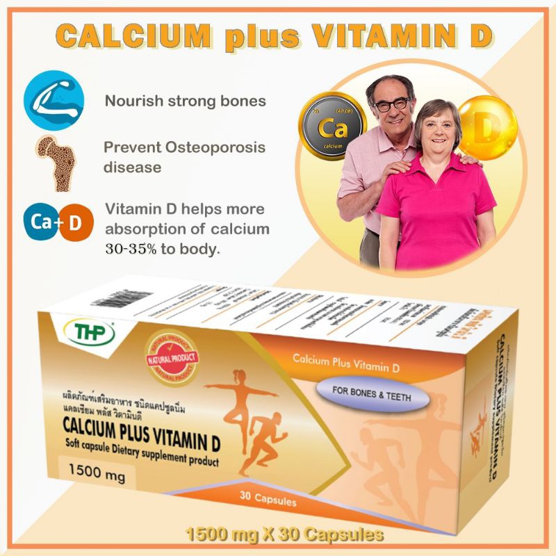 Calcium Plus Vitamin D, 1500 mg herbal food supplement | Shopee Thailand