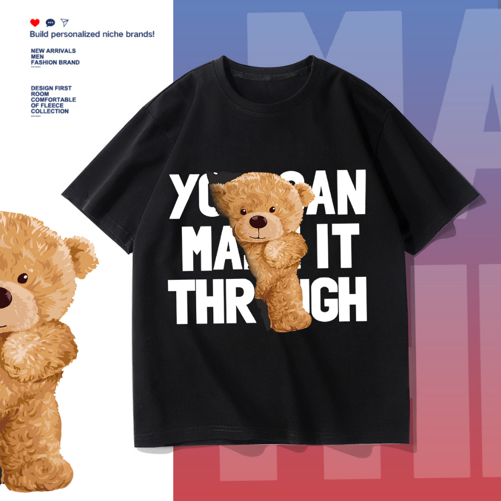 D393 (พร้อมส่ง）เสื้อยืดแขนสั้ง สำหรับชายและหญิง.ลายแฟชั่งนานาชาติ ใส่ ...