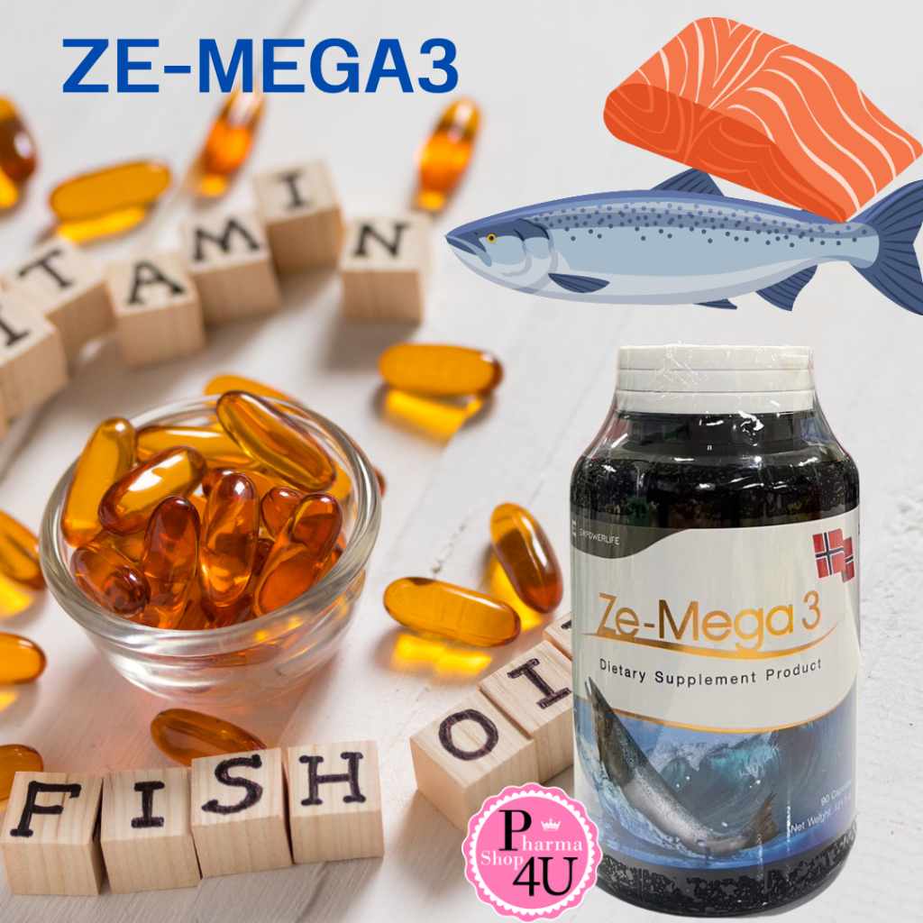 Ze-mega3 90 เม็ด น้ำมันปลาสกัด ซี-เมก้า3 จากแซลมอนสายพันธุ์ norwegian ...
