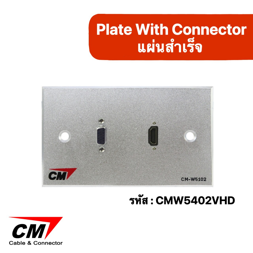 CM : Audio Video Inlet / Outlet Plate with VGAx1 , HDMI Cablex1 แผ่นติด ...