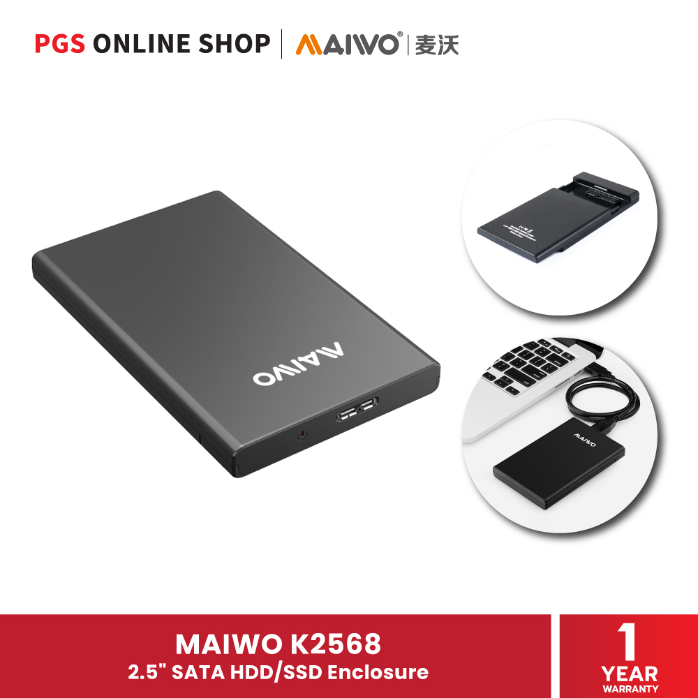 MAIWO K2568 2.5" SATA HDD/SSD Enclosure with Slide type, Plastic Case กล่องใส่ HDD/SSD แบบสไลด์ ...