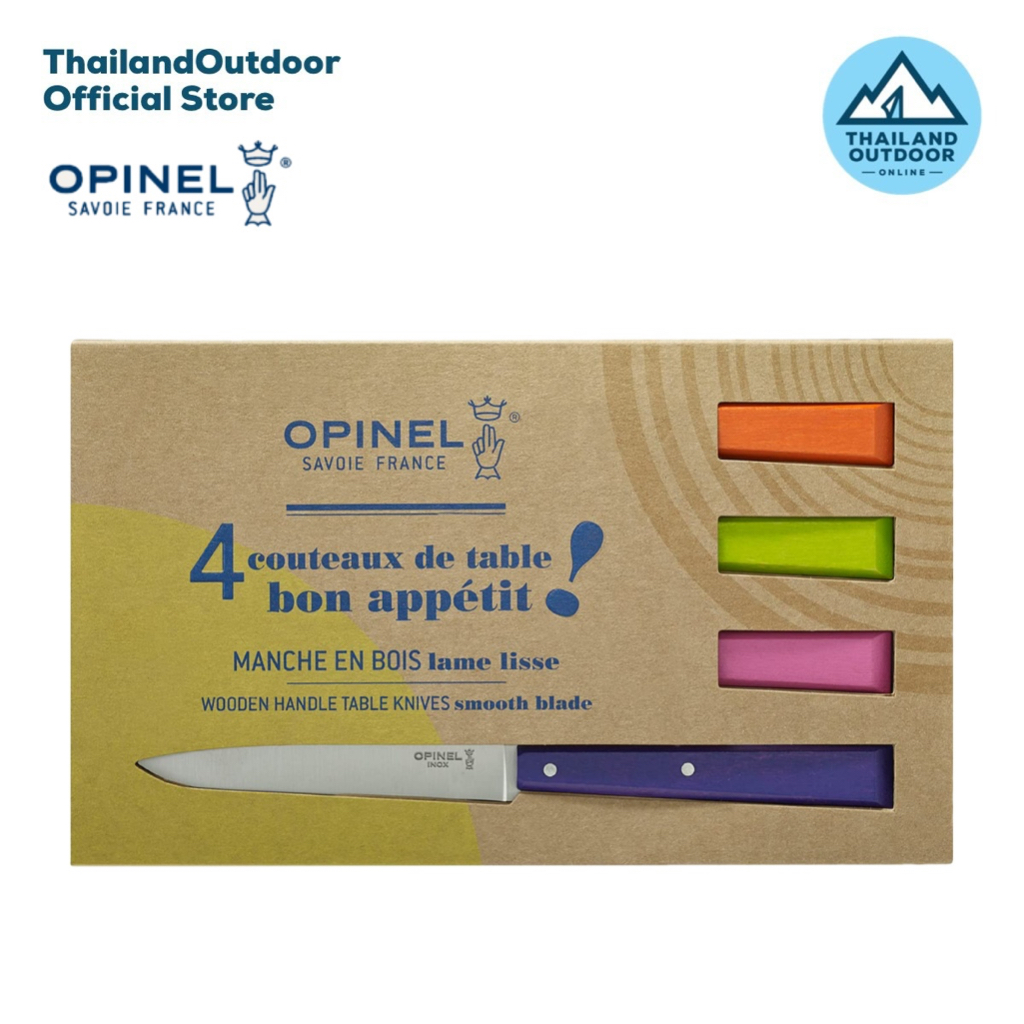 Opinel Box Of 4 Table Knives No.125 Pop Spirit Stained Hornbeam (1532 ...