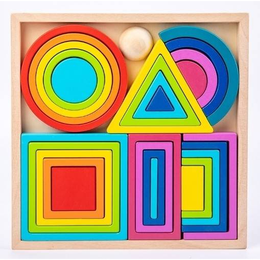 Geometric Shape Rainbow Building Blocks าเรียนรู้สีสันและรูปทรงต่างๆ ...