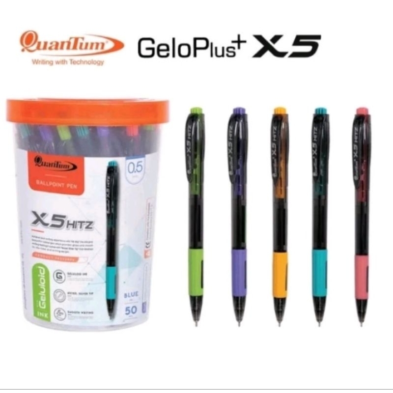 Quantum ปากกาลูกลื่น เจล 0.5 มม. Geluloid X5 Hitz หมึกน้ำเงิน และหมึก ...