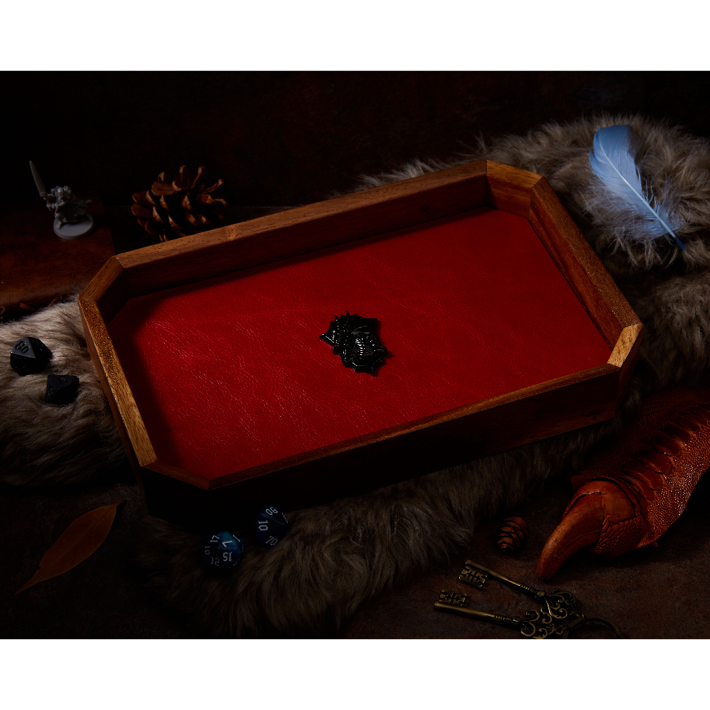 Dragon Shield Dice Tray | Red Leather & Metal Shield Black | Octagon ...