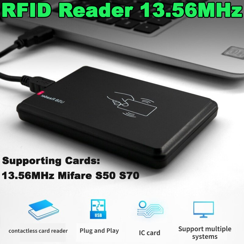 เครื่องอ่านบัตร RFID Reader USB Port IC 13.56MHz Mifare S50 S70 ...