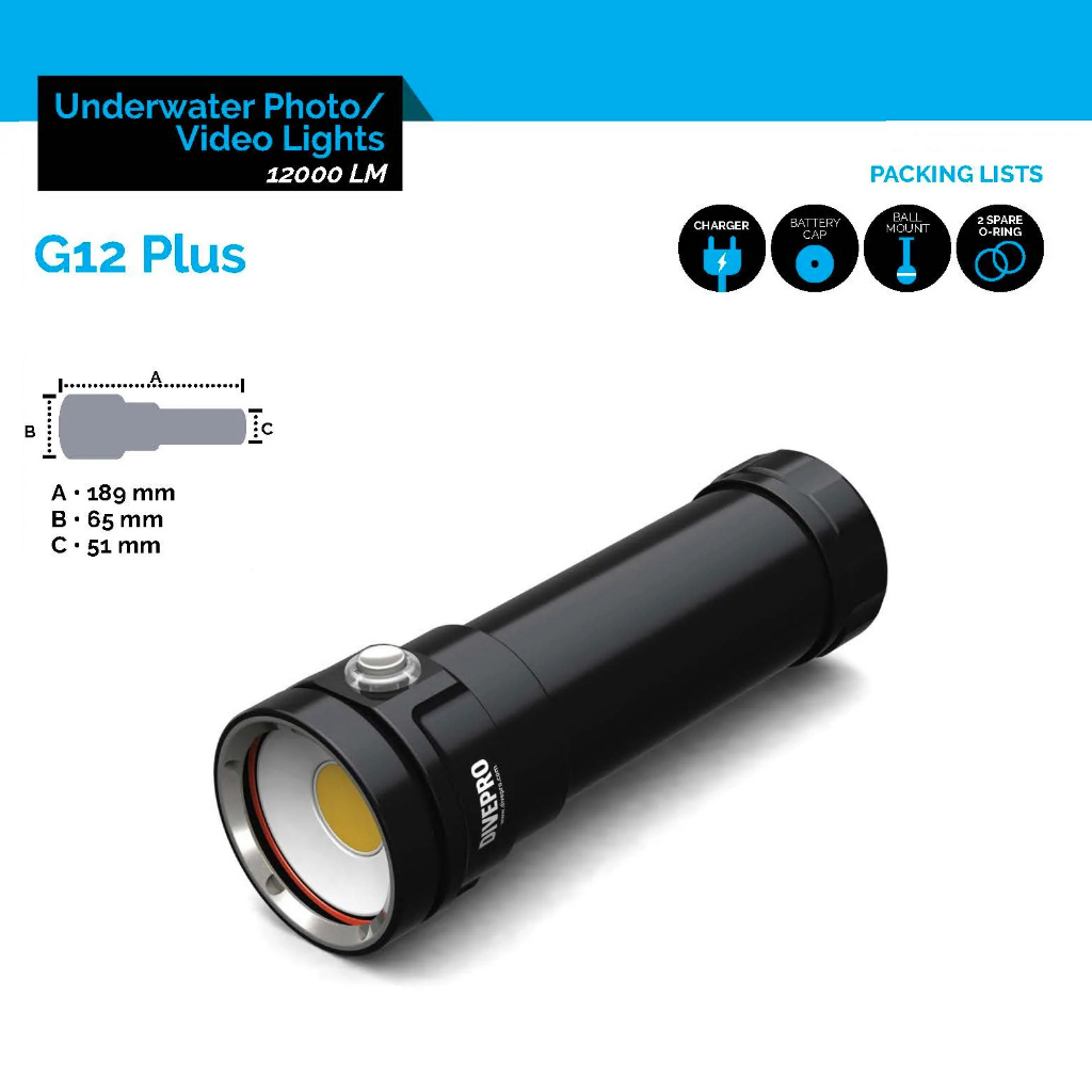 ไฟฉายสำหรับถ่ายภาพใต้น้ำ DIVEPRO G12 PLUS UNDERWATER PHOTO & VIDEO ...