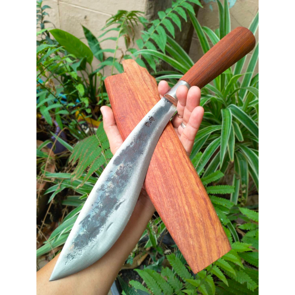 มีดเหน็บ อีเหน็บ (E-Nep) มีดใช้งาน มีดเดินป่า มีดสนาม มีดแคมป์ 9.6” SUP9 ผิวไฟ ด้ามฝักไม้ประดู่ ...